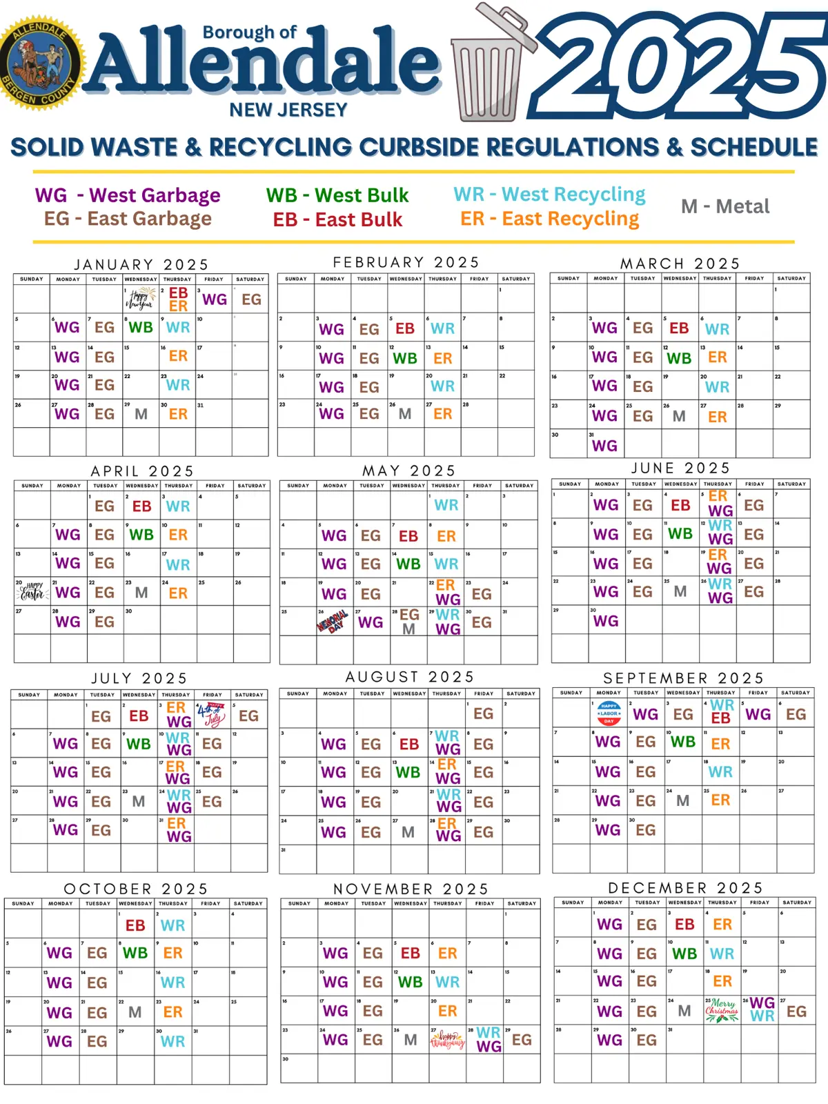Collection Schedule | Borough of Allendale