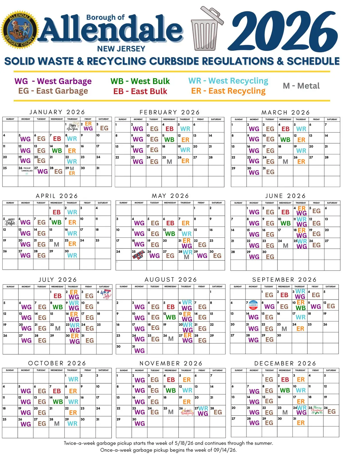 Collection Schedule | Borough of Allendale