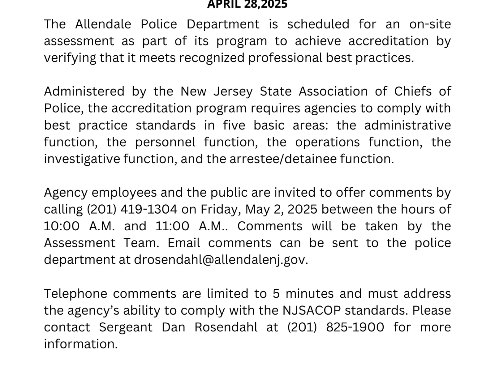 Police Department | Borough of Allendale