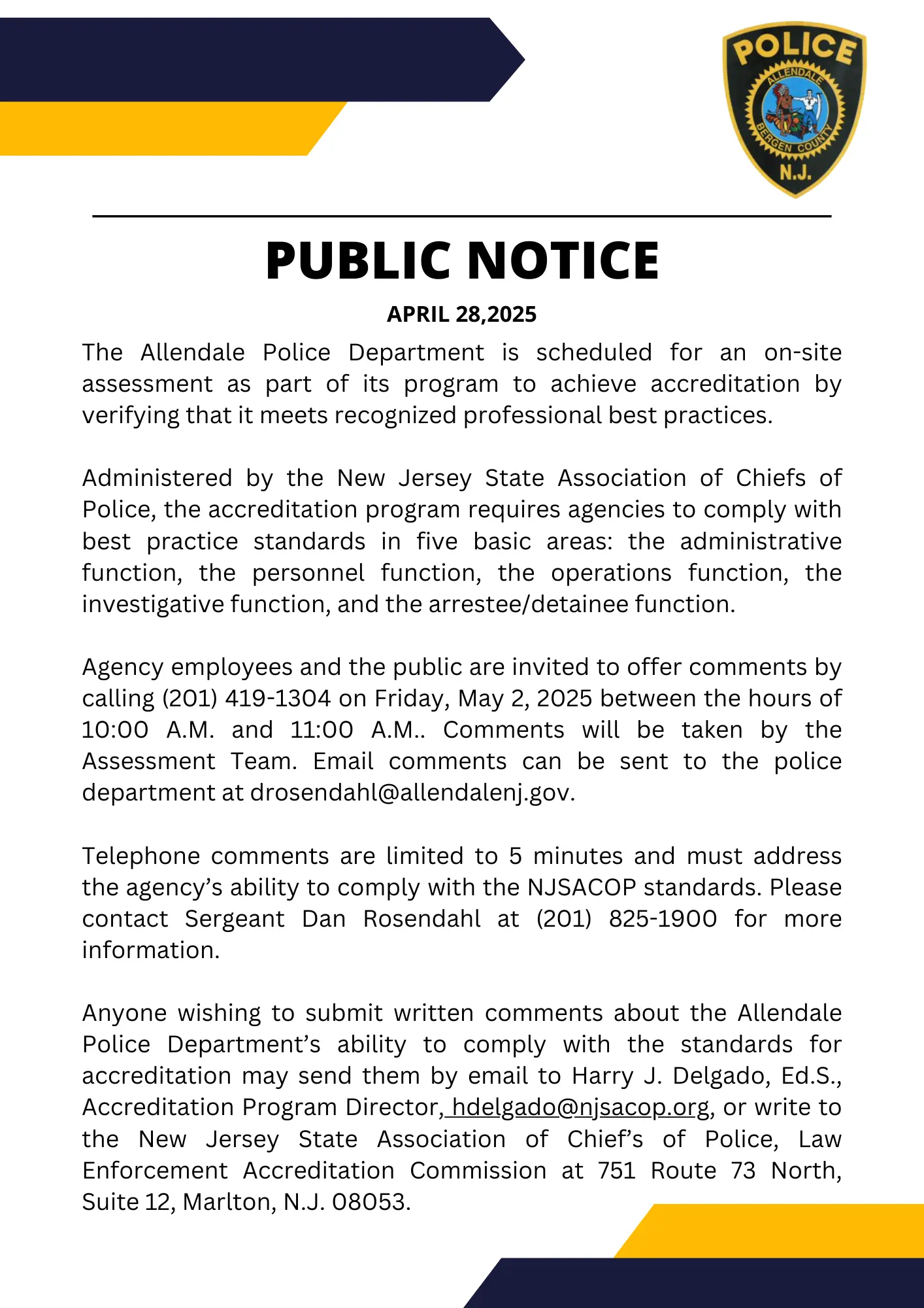 PD Notice | Borough of Allendale